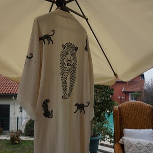 Handmade Cotton Muslin Leopard Kimono Robe, Boho Beachwear - Etsy