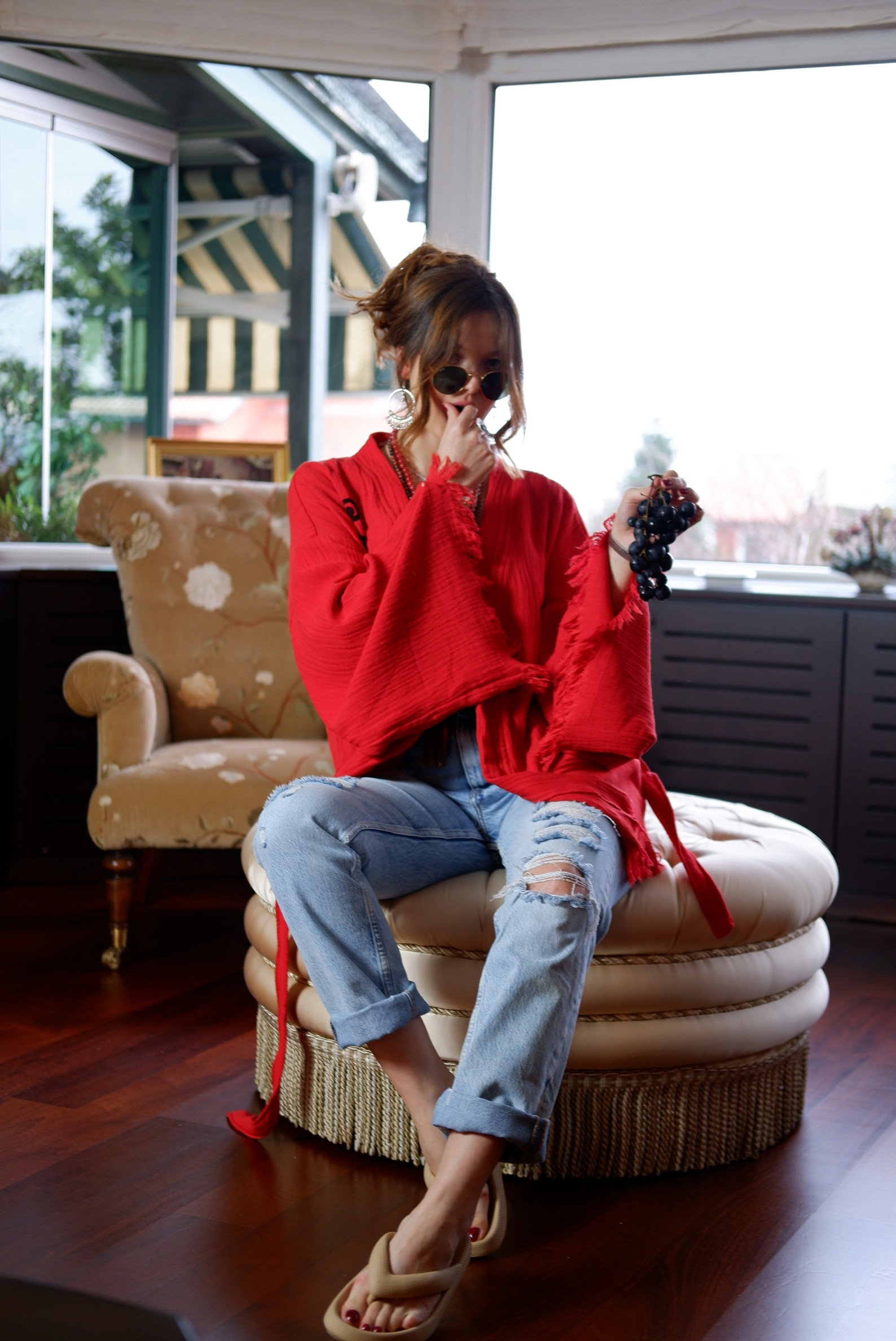 Handmade Muslin Cotton Red Evil Eye Short Kimono Cardigan - Etsy