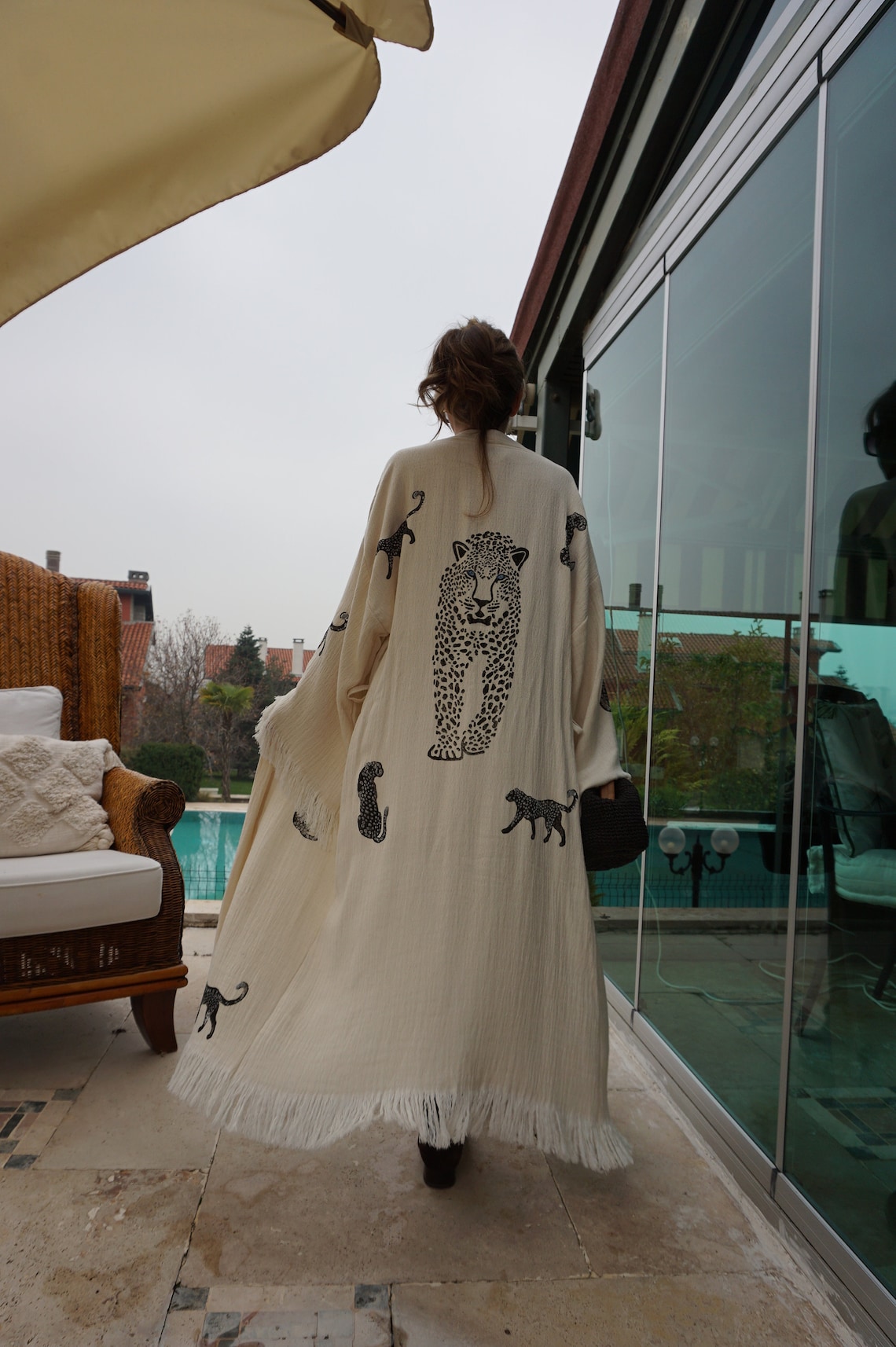 Handmade Cotton Muslin Leopard Kimono Robe, Boho Beachwear - Etsy