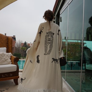 Handmade Cotton Muslin Leopard Kimono Robe, Boho Beachwear - Etsy