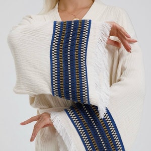 Handmade Muslin Cotton Blue Sultan Egyptian Pattern Kimono Cardigan ...