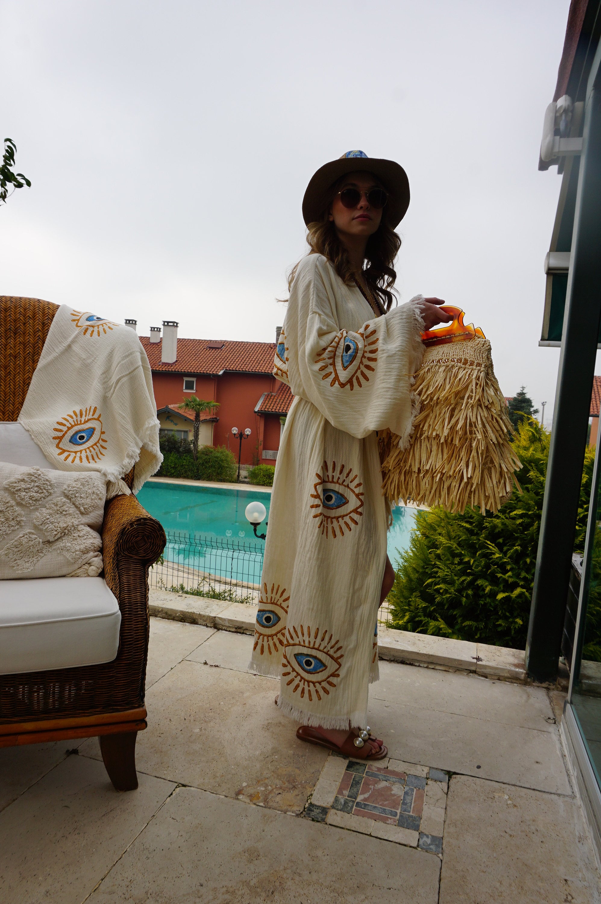 Handmade Cotton Muslin White Evil Eye Kimono Cardigan Robe - Etsy