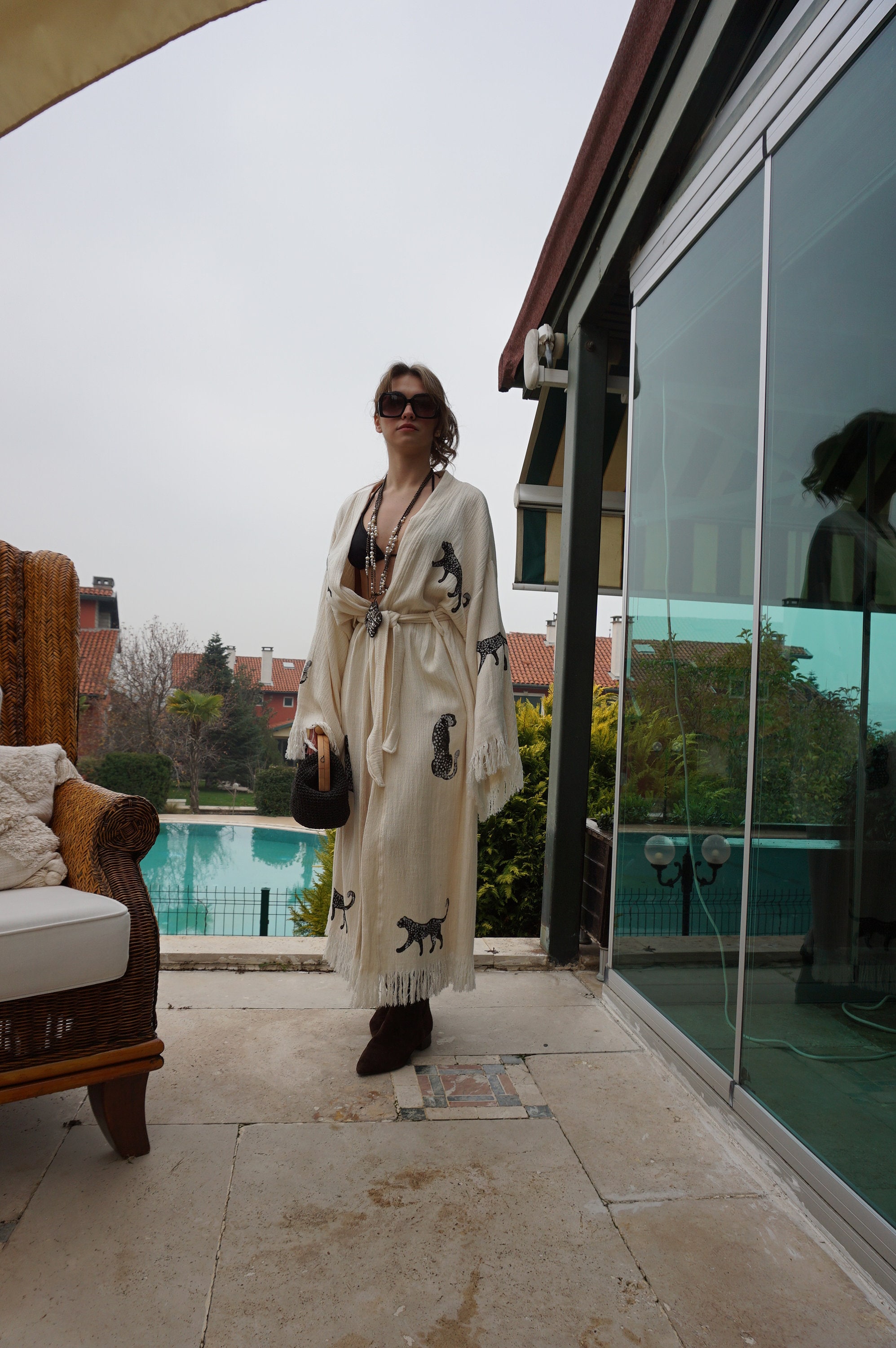 Handmade Cotton Muslin Leopard Kimono Robe, Boho Beachwear - Etsy