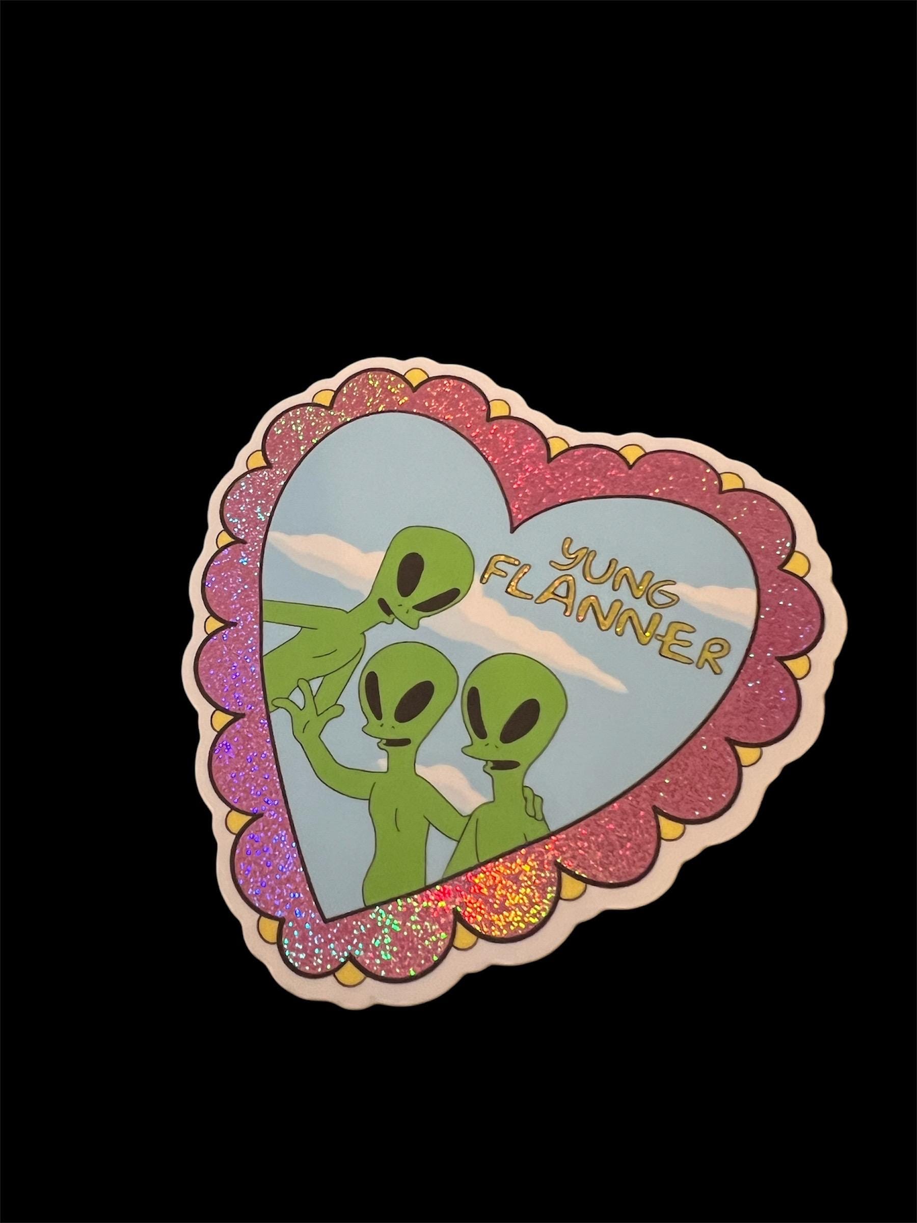 Alien Simpsons Inspired Glitter Sticker Yungflanner - Etsy