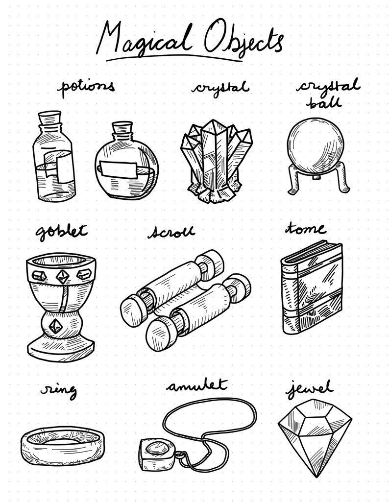 Goodnotes Sticker Sheet 10 Hand-drawn Magical Objects and Fantasy iPad ...