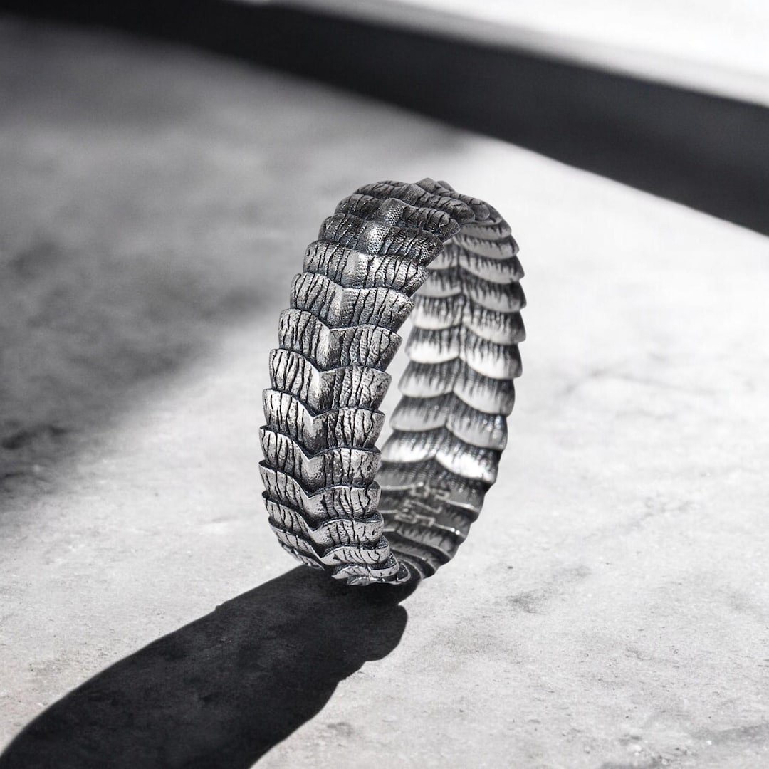 925 Sterling Silver Dragon Scale Ring, Handmade Mens Jewelry - Etsy