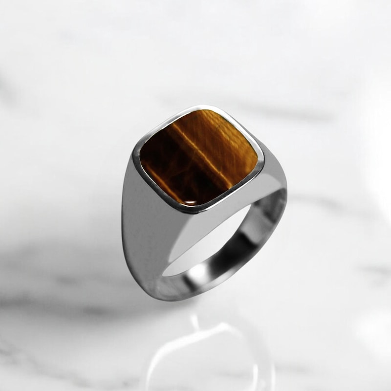 Tiger Eye Unique Men Ring - Etsy