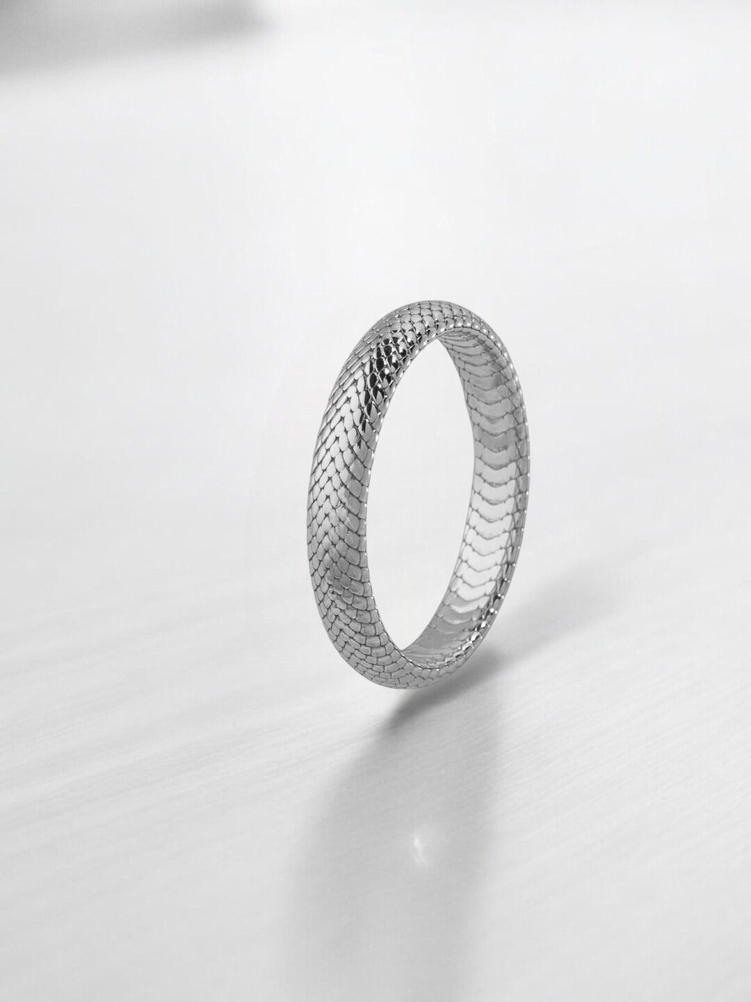 Snake Skin Silver Band Ring for Men & Women, 10K 14K Gold Unique ...