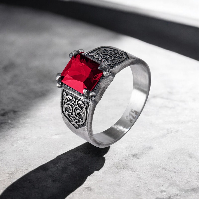 Ruby Sapphire Ring Mens - Etsy