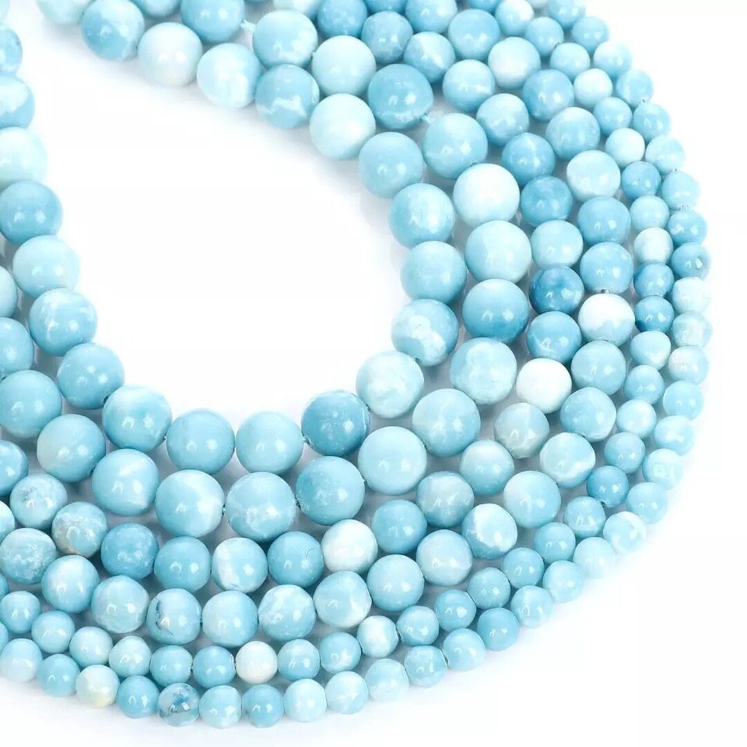 Authentic Semi-precious Larimar Beadsaaa Blue Larimar Stone Round ...