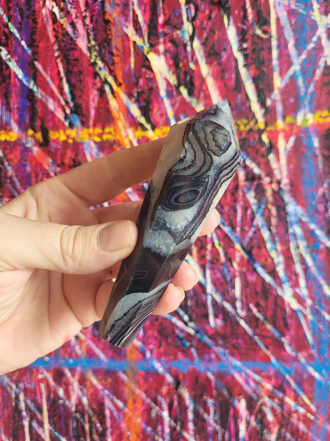 Wow! Stunning Black and White Banded Druzy Onyx Point Stone, Crystal ...