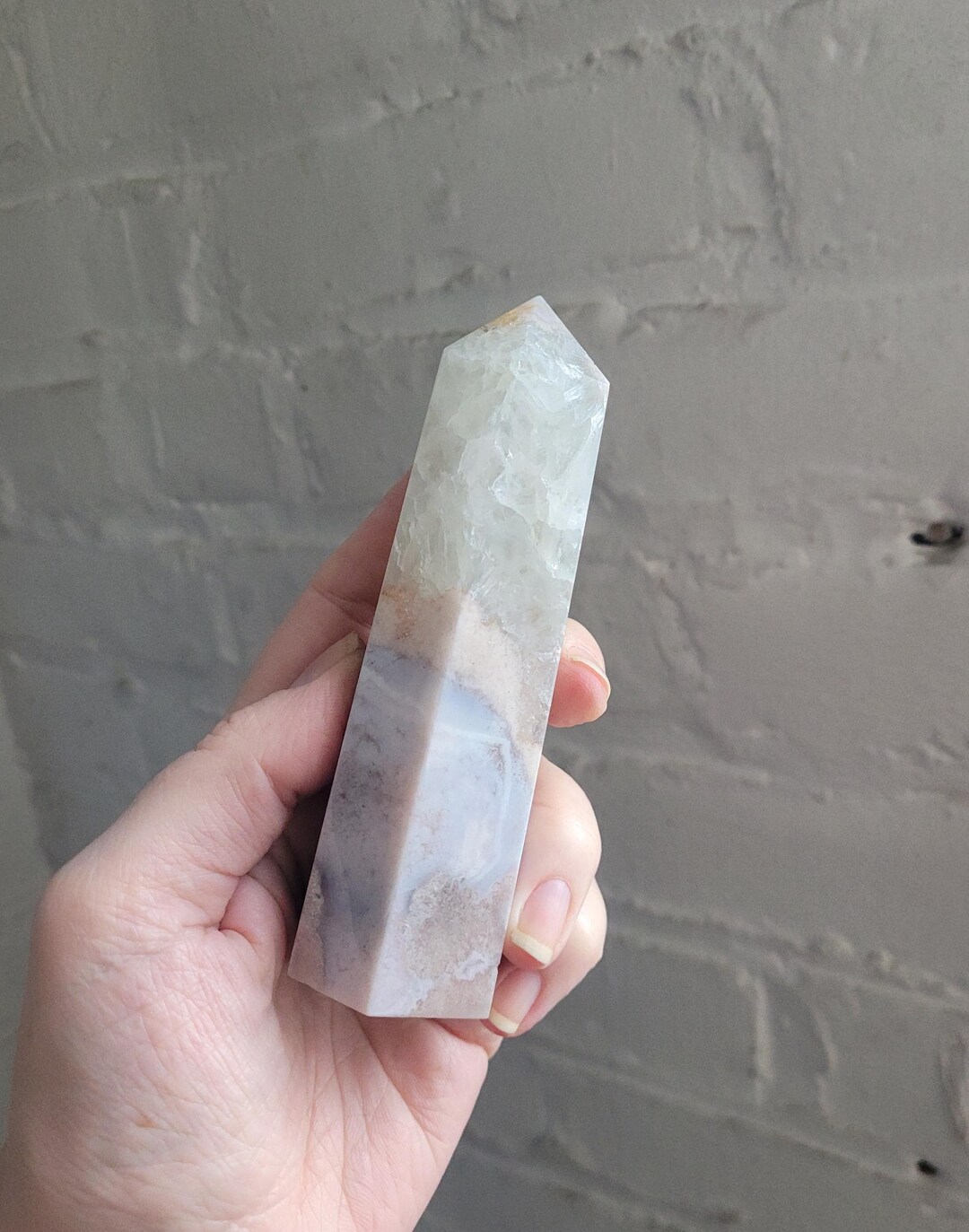 Very Rare and Gorgeous Light Pink and Blue Chlorite Flower Agate Points ...