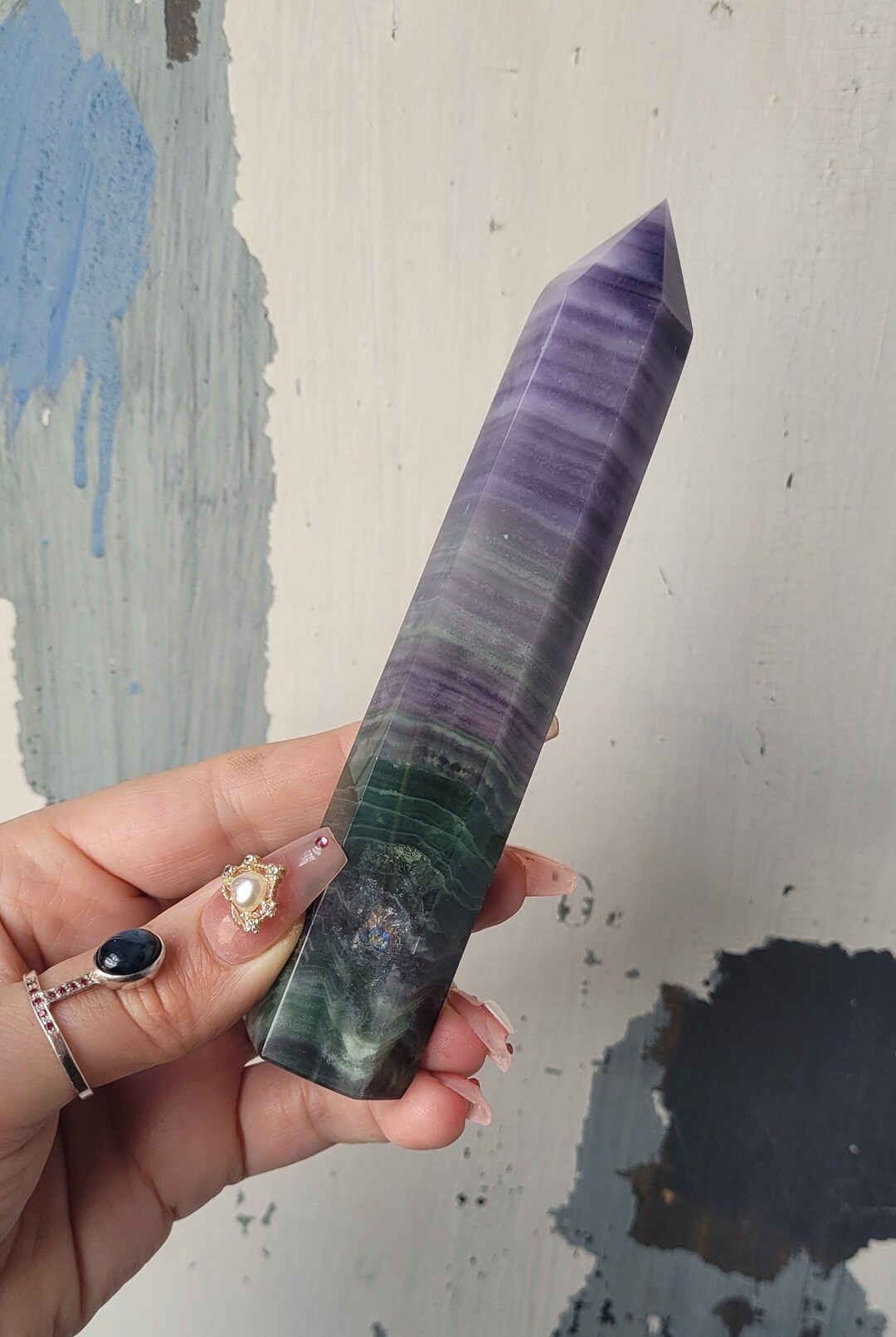 Gorgeous Silky Silk Fluorite With Rainbow, Banded, Purple and Green ...