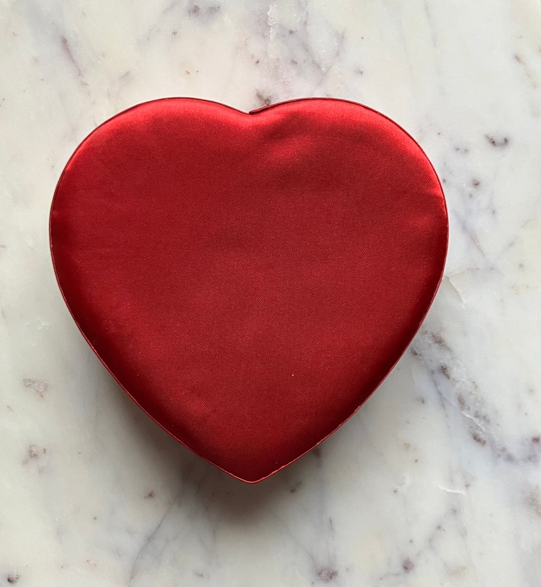 Vintage Satin Red Heart Candy Box - Etsy