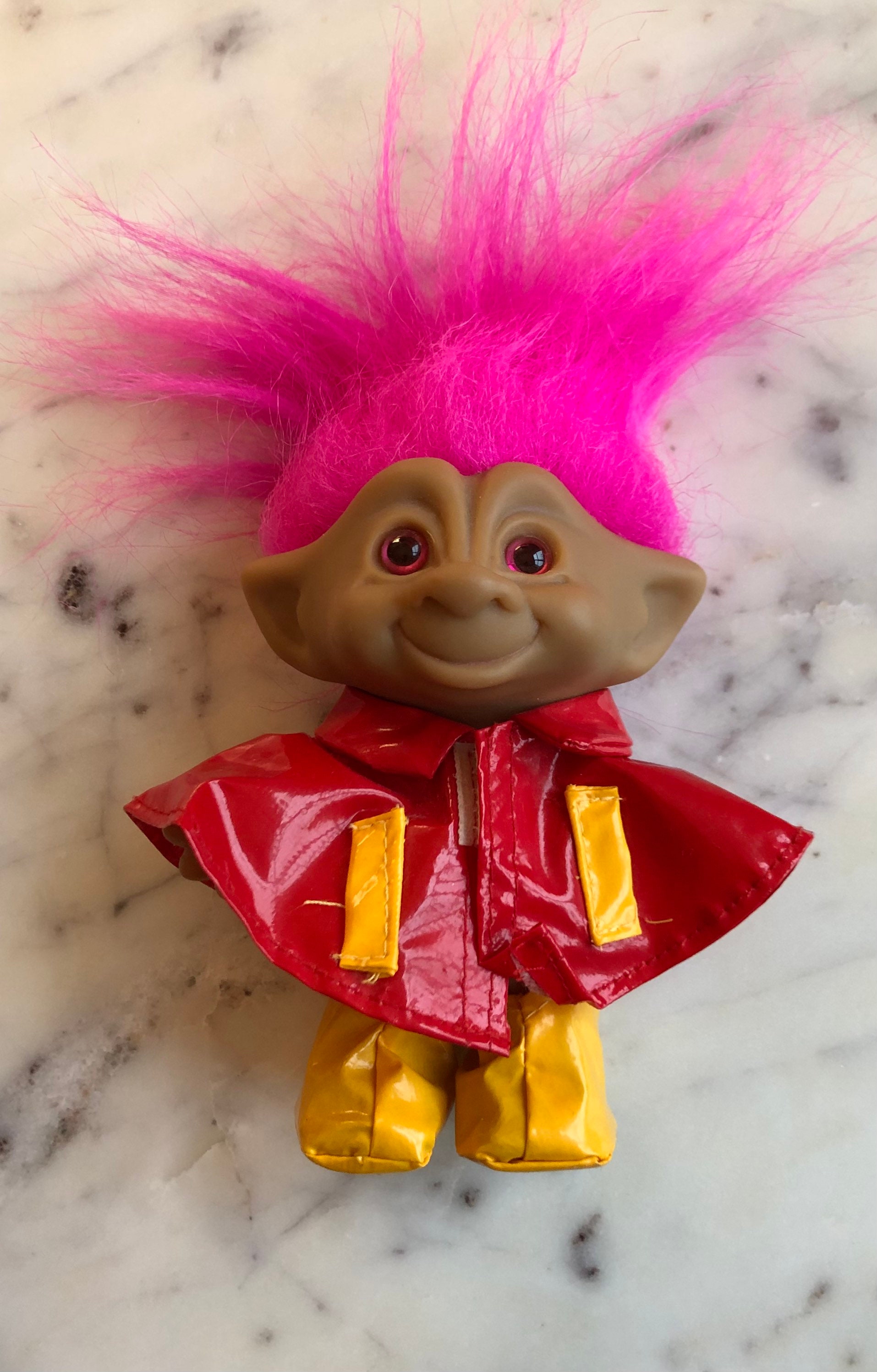 Vintage Troll Doll With Red Raincoat and Orange Rain Boots - Etsy