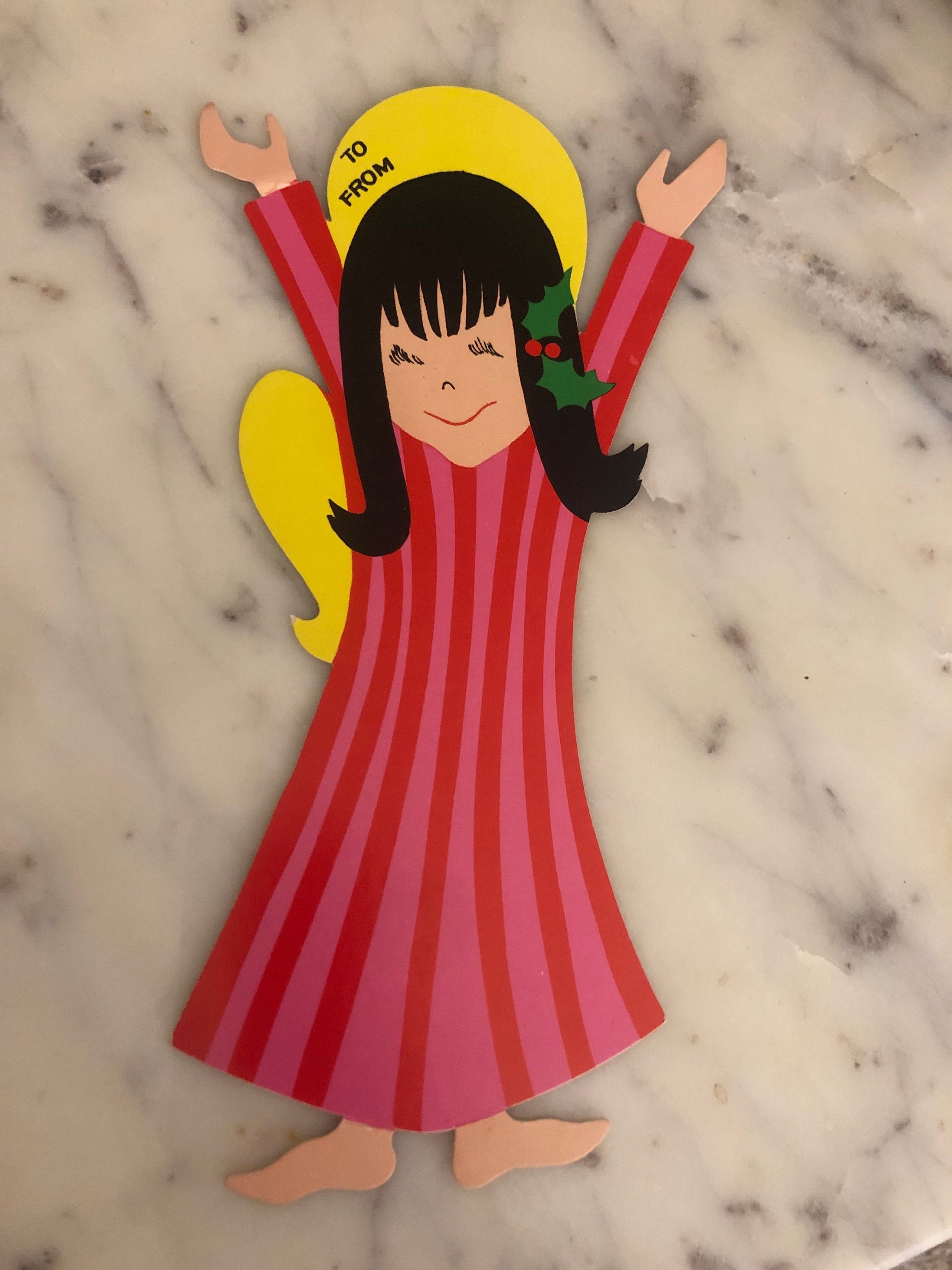 Vintage Angel Gift Tag From the 1970s Angel With a Halo Stick-on Gift ...