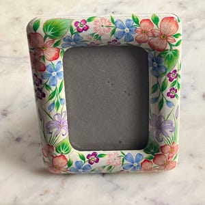 Unique Floral Picture Frame Hand Drawn by Unknown Artist Tabletop Photo ...