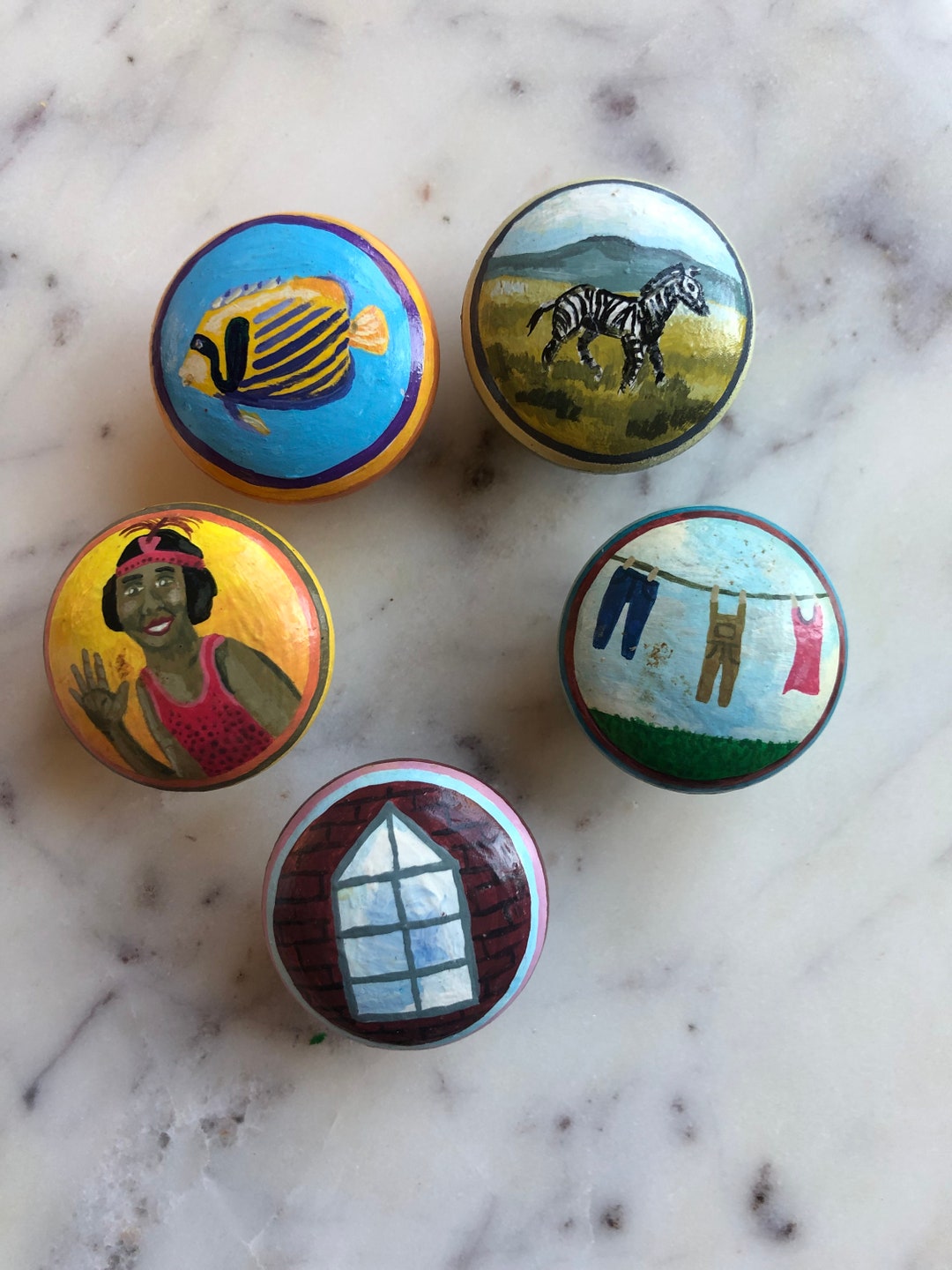 Whimsical Cabinet Drawer Knobs each One Painted by Hand - Etsy