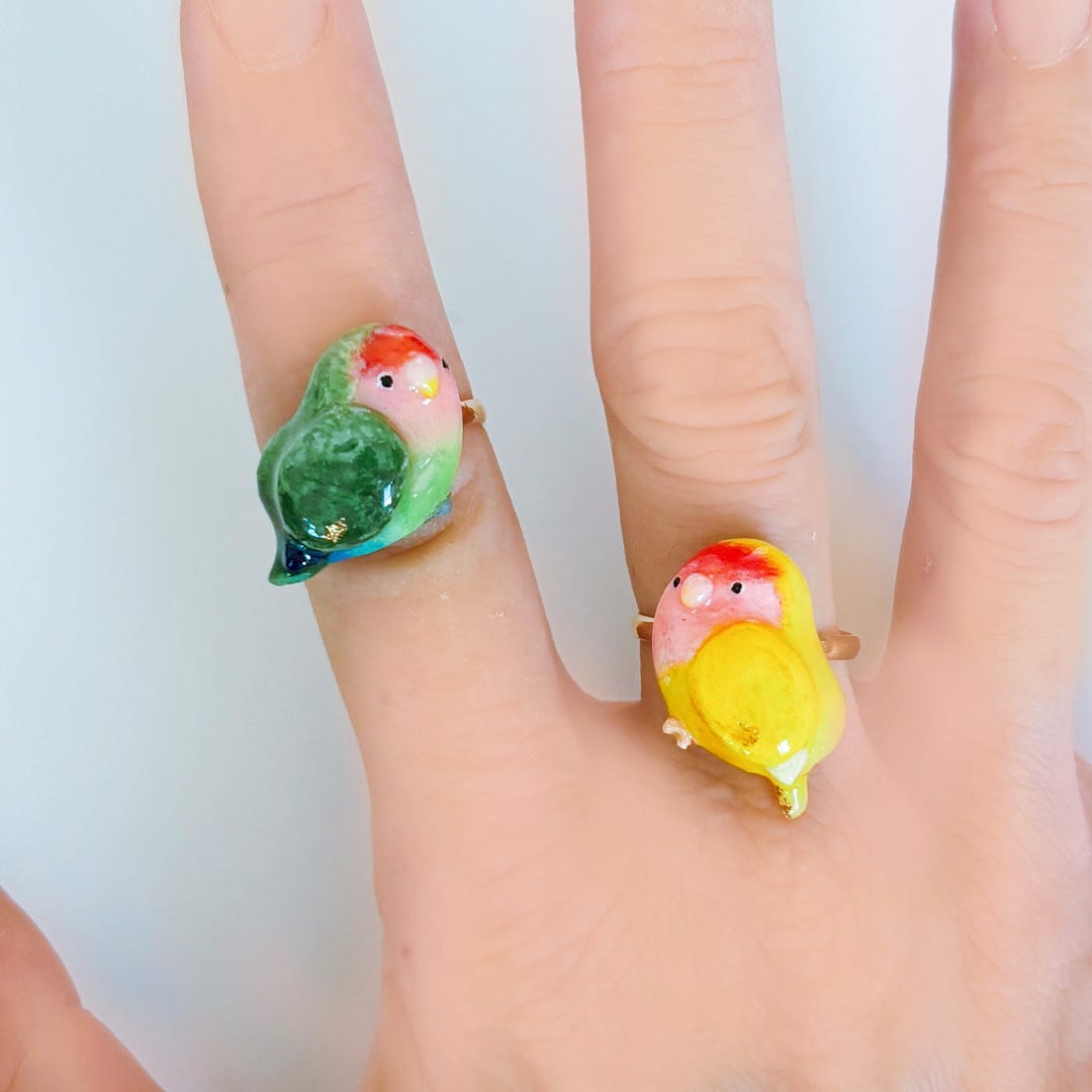 Parrot Ring,bird Lovers Gift,clay Jewellery,love Birding,love Birds ...