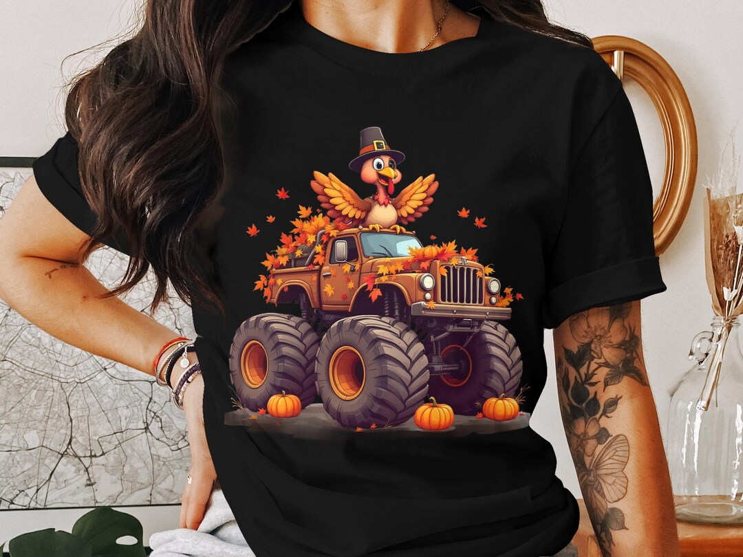 Thanksgiving Monster Truck Turkey Sublimation, Fall Digital T-shirt ...