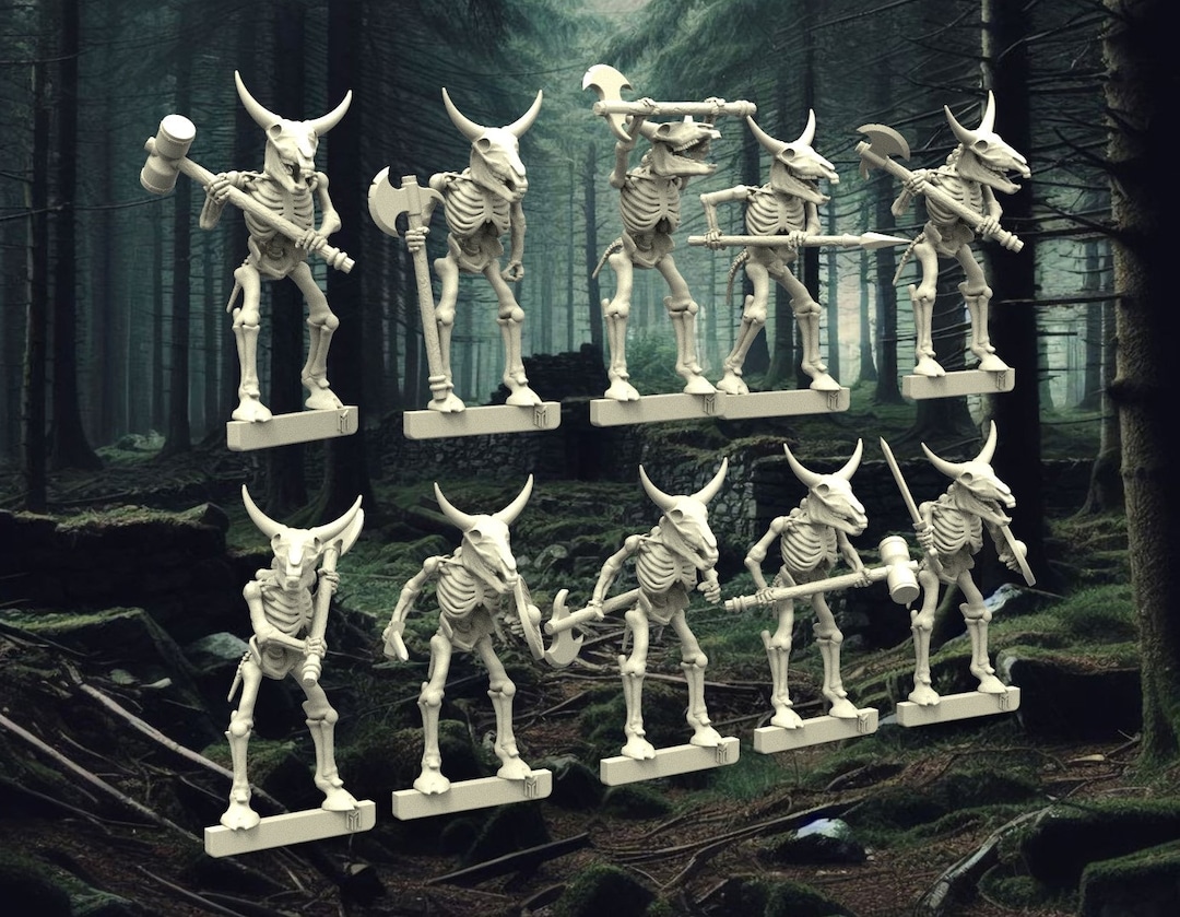 12 Skeleton Undead Cattle W/ Weapons (set of 10 + 2 Randoms) - 28mm ...
