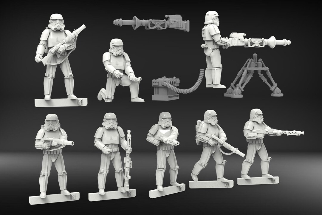 12 Heavy Weapon Stormtroopers Standard (28mm) & Legion (32mm) Scales ...