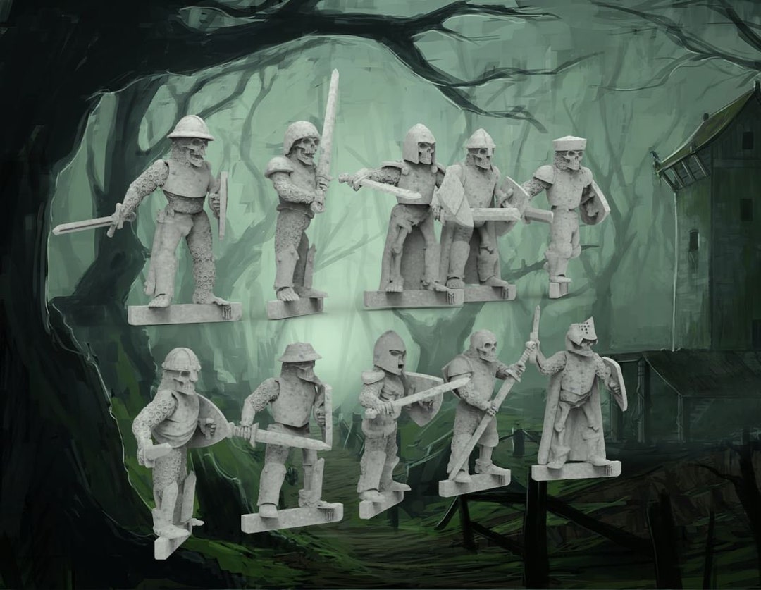 12 Armored Undead Skeletons (set of 10 + 2 Randoms) - 28mm- Bigmrtong ...