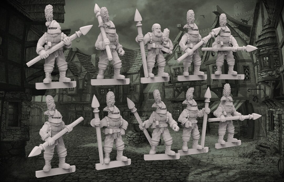 12 Black Pikeman (set of 10 + 2 Randoms) - 28mm- Bigmrtong - Etsy