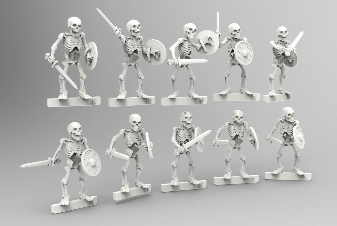 12 Skeletons With Sword & Shield (set of 10 + 2 Randoms) - 28mm ...