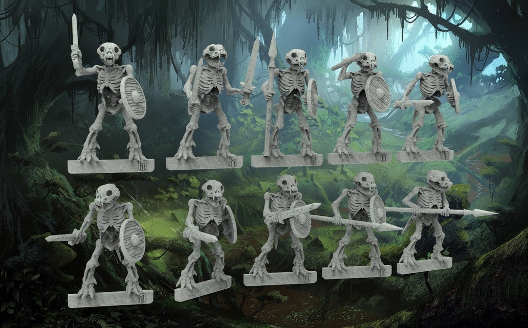 12 Skeleton Undead Beastmen Dog Soldiers (set of 10 + 2 Randoms) - 28mm ...