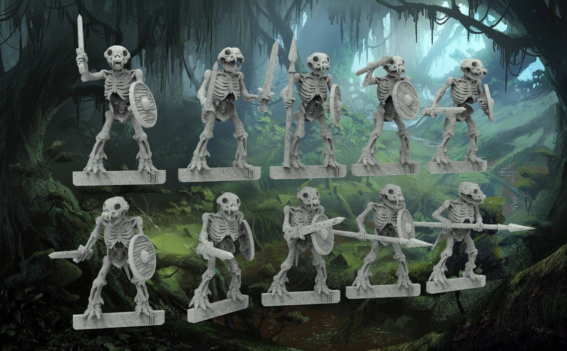 12 Skeleton Undead Beastmen Dog Soldiers (set of 10 + 2 Randoms) - 28mm ...