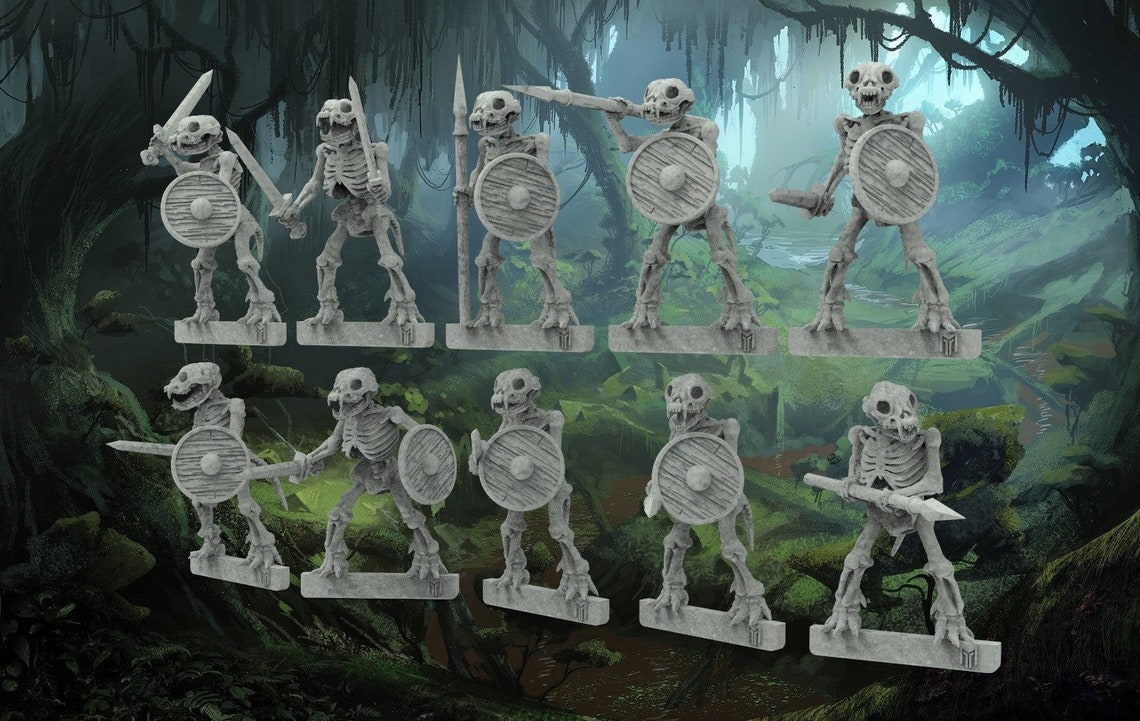 12 Skeleton Undead Beastmen Dog Soldiers (set of 10 + 2 Randoms) - 28mm ...