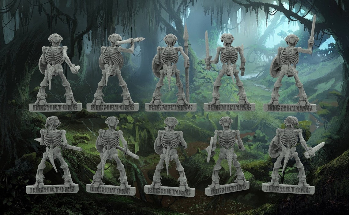 12 Skeleton Undead Beastmen Dog Soldiers (set of 10 + 2 Randoms) - 28mm ...