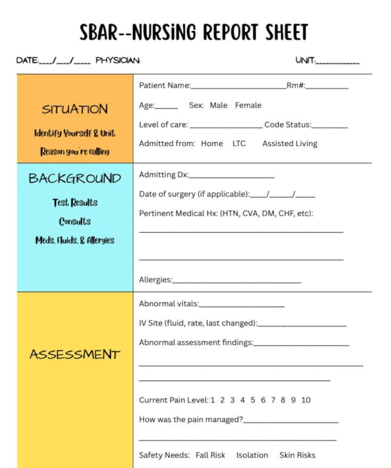 SBAR Shift Report New Nurses, LTC Nurse, Assisted Living Nurse, ER ...