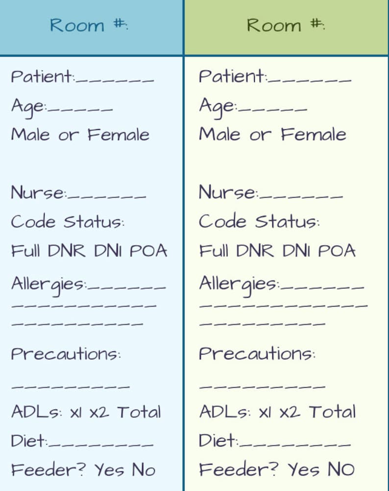 CNA Report Sheet, CNA, Direct Care Aide, Nursing Care Partner - Etsy
