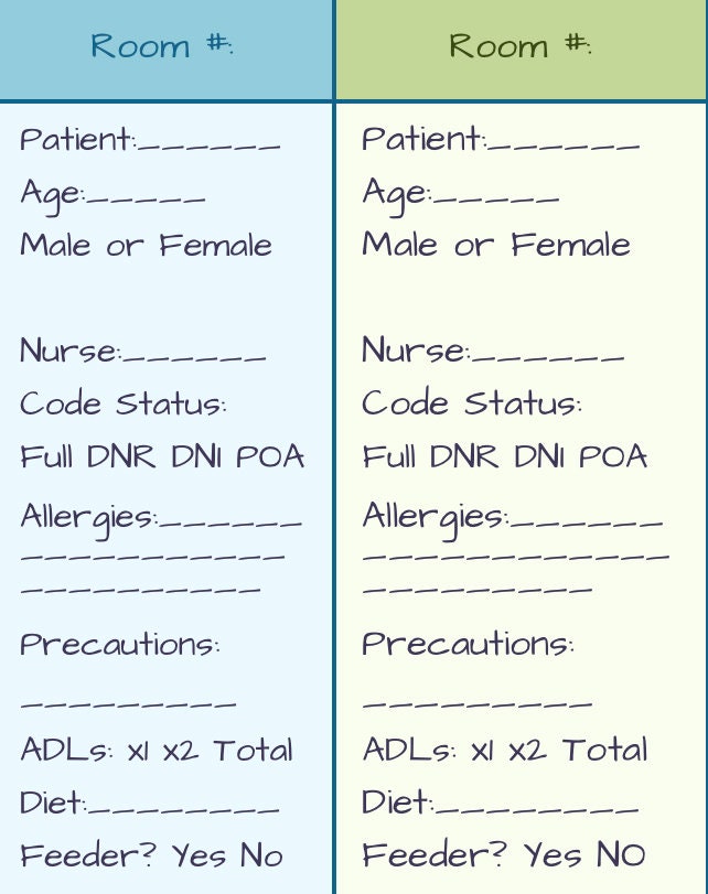 CNA Report Sheet, CNA, Direct Care Aide, Nursing Care Partner - Etsy