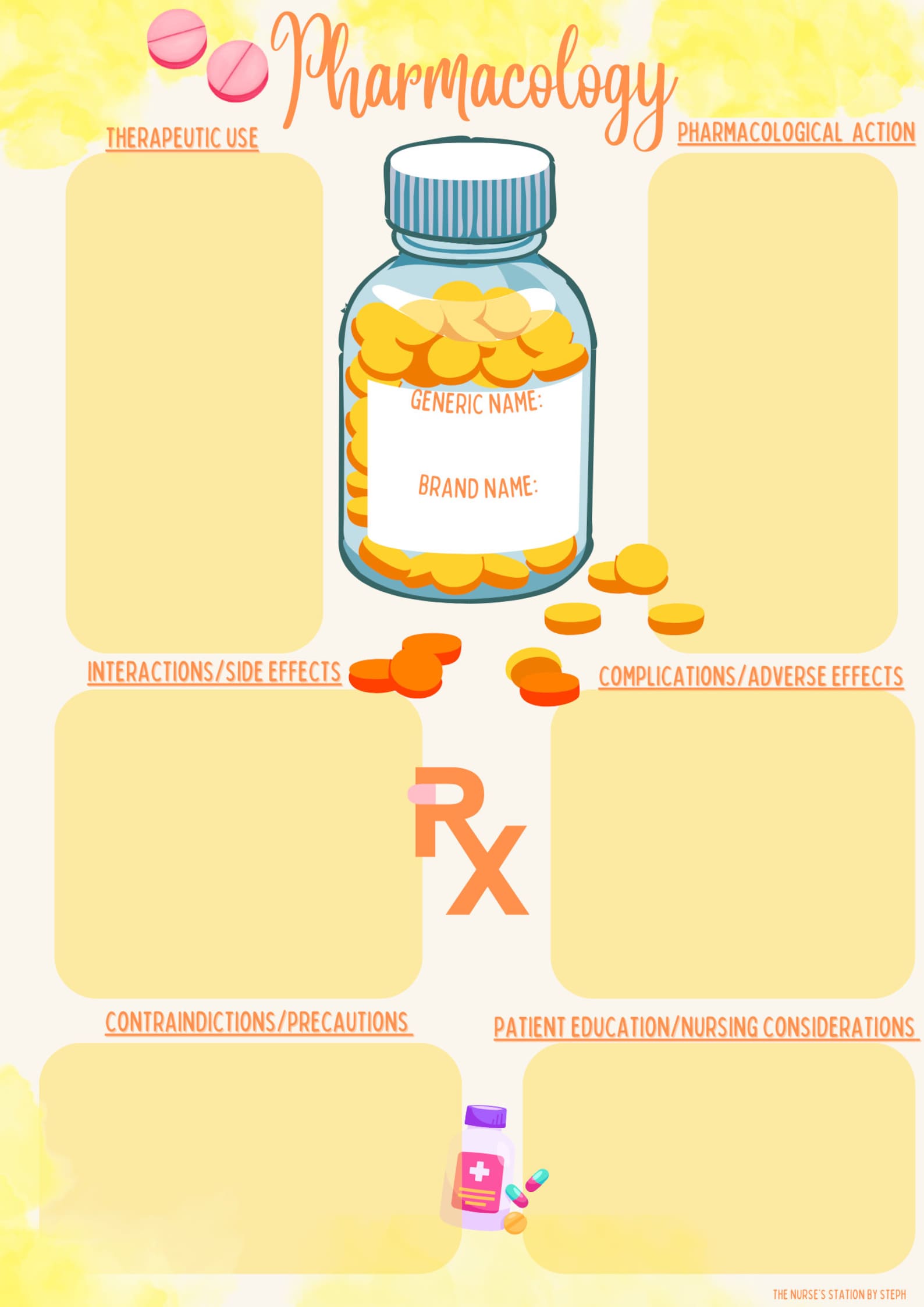 Pharmacy Note Taking Sheet, Nursing Students, Medication Technicians ...