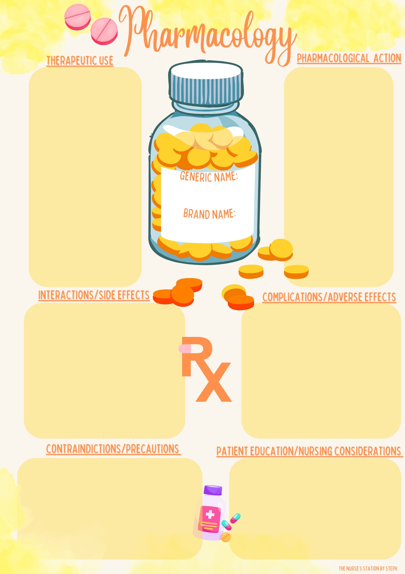 Pharmacy Note Taking Sheet, Nursing Students, Medication Technicians ...