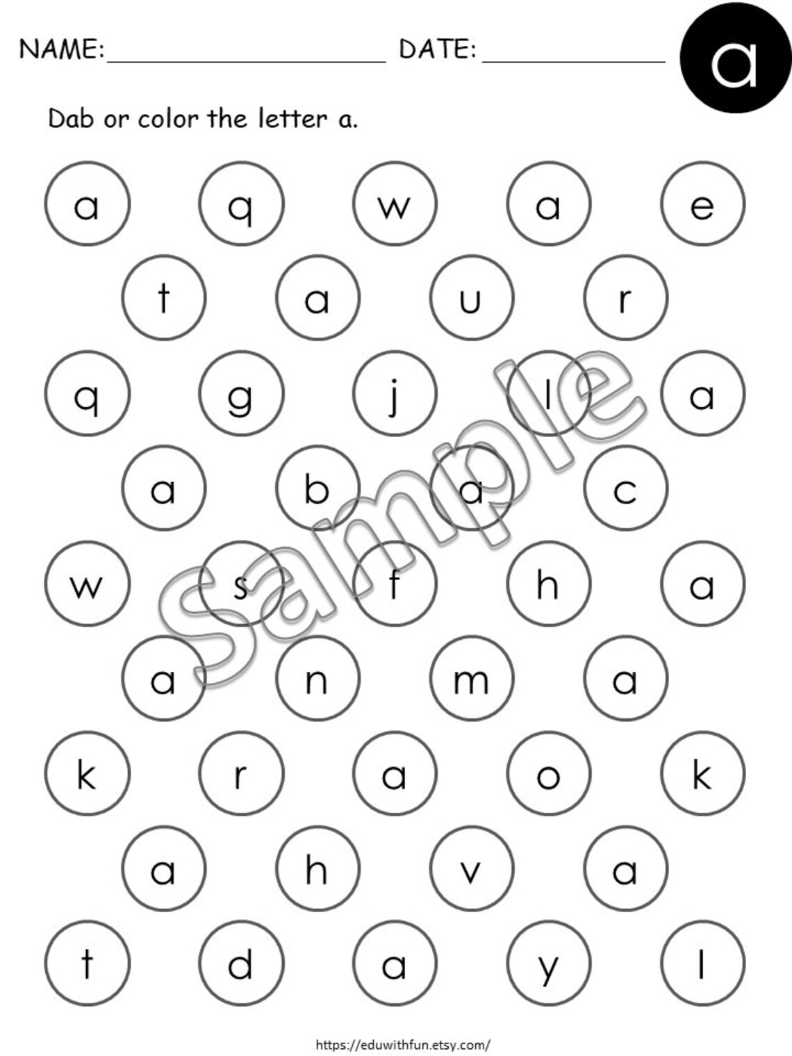 Alphabet Dab It Printable Worksheets Preschool Lowercase Do A - Etsy