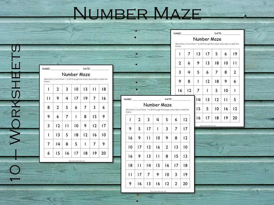 Printable Number Maze 1-10 Worksheets Number Recognition - Etsy