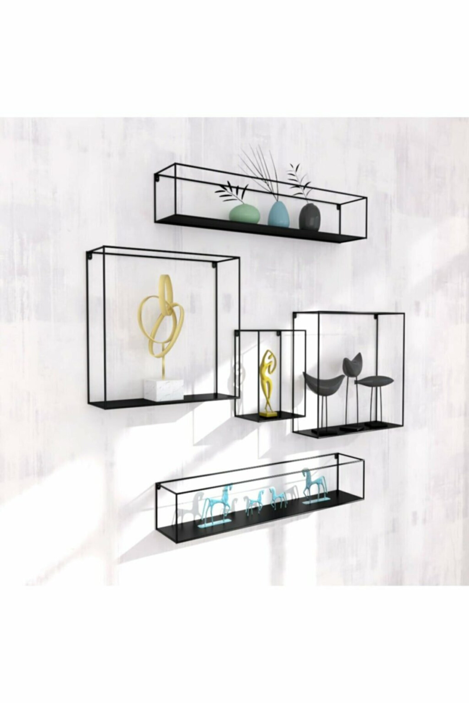 Minimalist Floating Metal Wall Shelves Modern Industrial Display Shelf ...