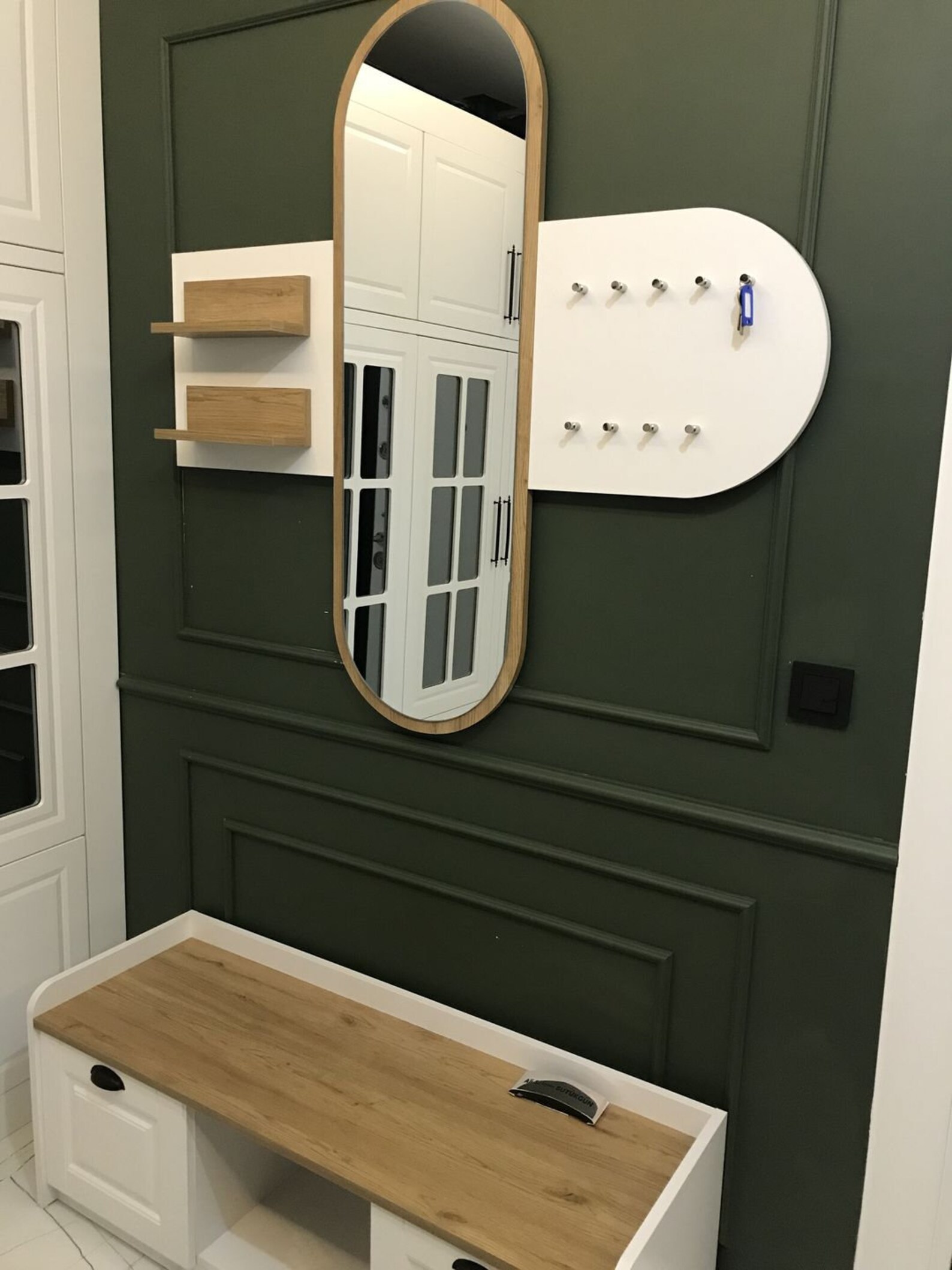 Mirrored Wall Hanger Full Length Mirror, Walnut ,white Cloakroom ...