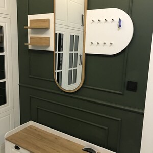 Mirrored Wall Hanger Full Length Mirror, Walnut ,white Cloakroom ...