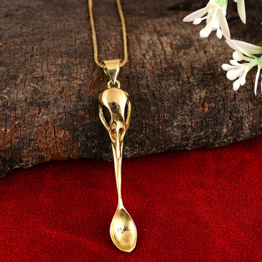 Necklace With Jewel Pendant Skull Bird of Prey Silver Bronze,spoon ...