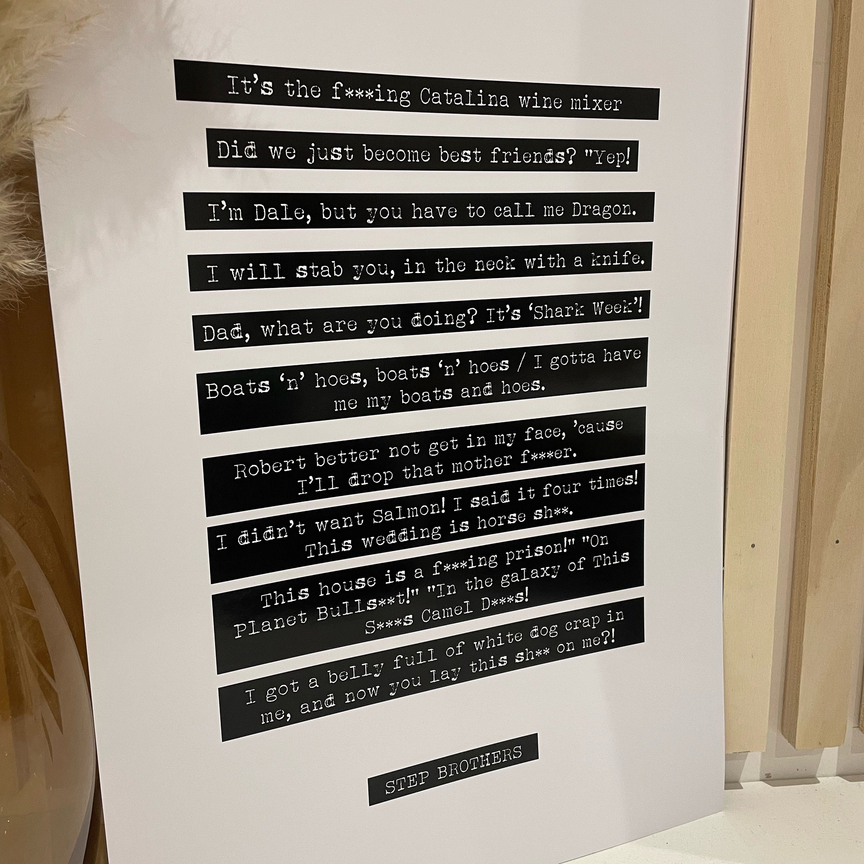STEP BROTHERS, Movie Quotes, Type Writer Print, Personalised Movie Film ...