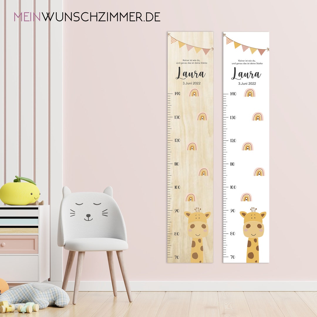 Messlatte Giraffe Kinder 70-140cm, Messlatte Kinder Holz, Messlatte, Baby, Taufgeschenk ...