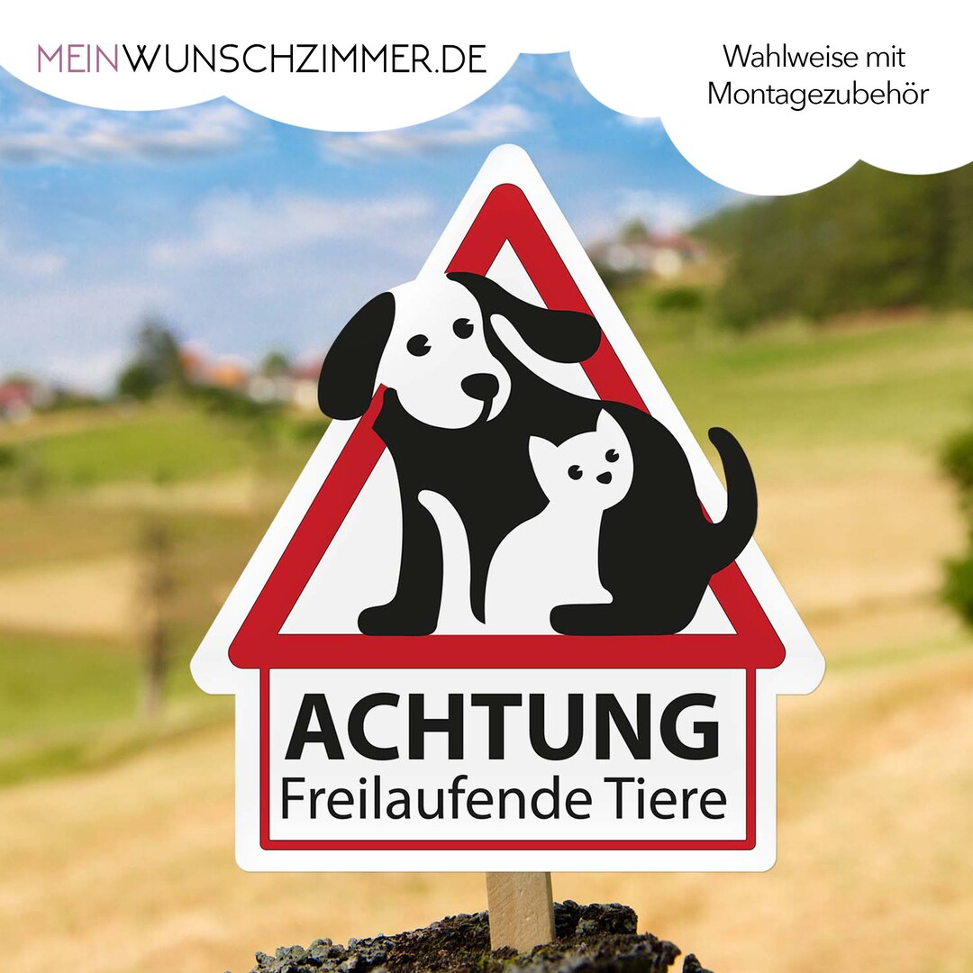 Sign Attention Free-roaming Animals different Languages Aluminum ...