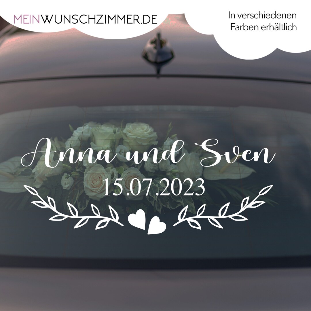 Just Married Car Stickers With Names and Date Wedding Stickers Wedding ...