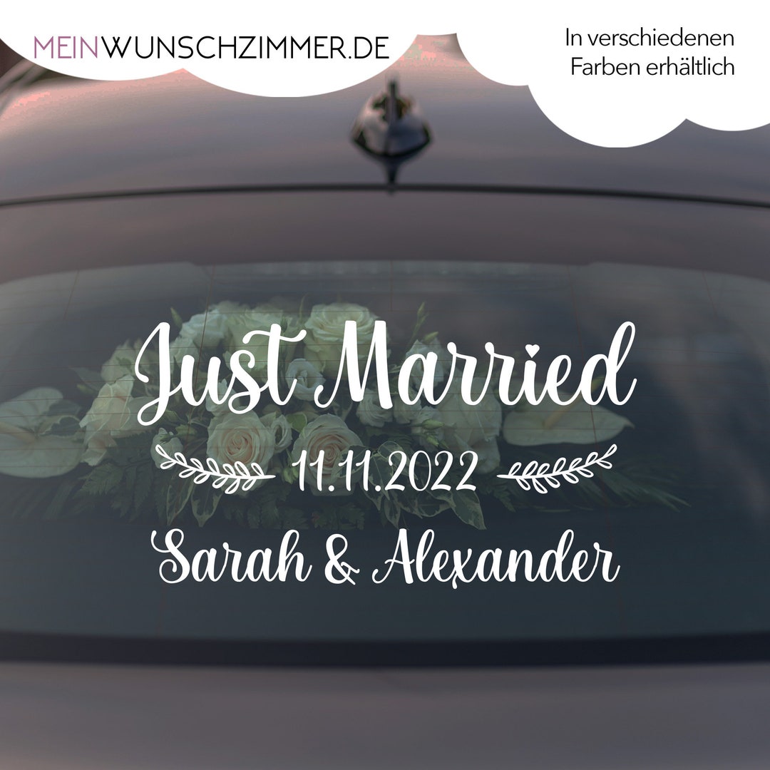Just Married Car Stickers With Names and Date Wedding Stickers Wedding ...