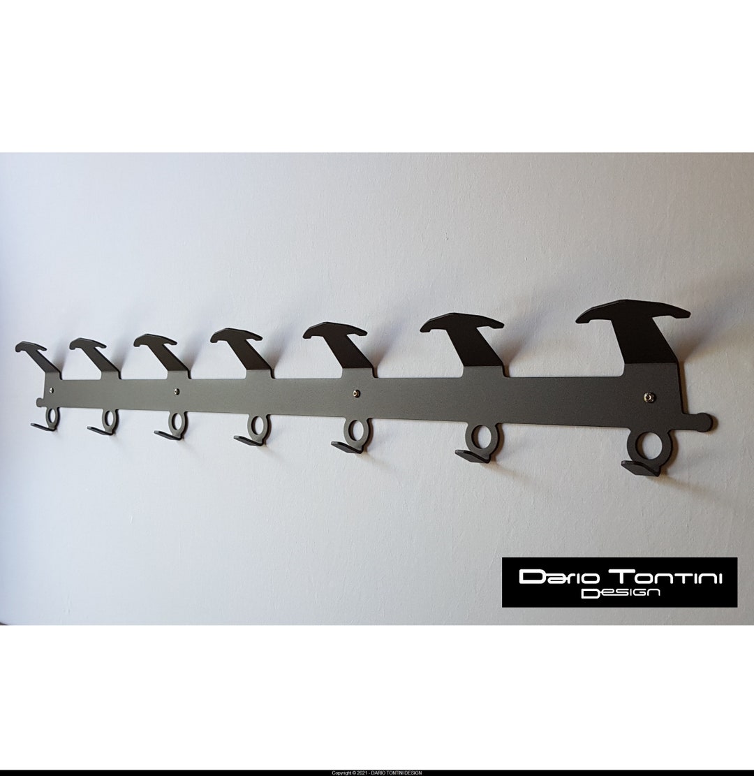 Wall Coat Hanger Robust Rack Modern Design 7 Hooks Colour Bronze/ Wall ...